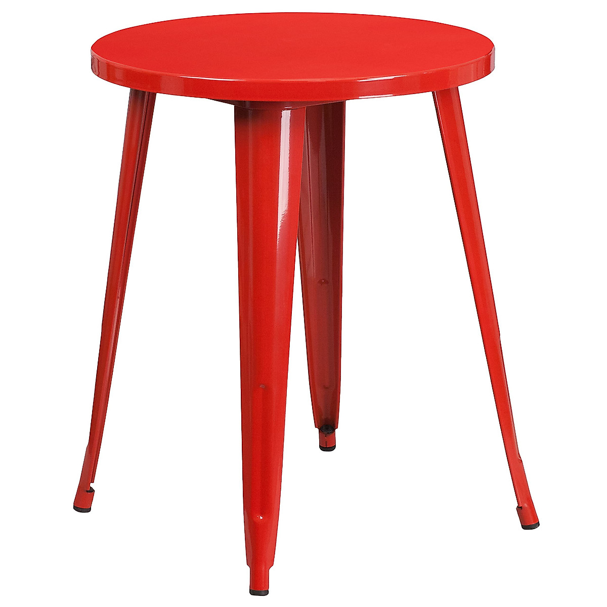 Flash Furniture Commercial Grade 24" Round Red Metal Indoor-Outdoor Table Set with 2 Cafe Chairs
