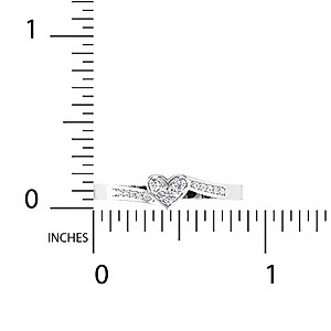 925 Sterling Silver 1/10 Carat Certified Round Diamond Heart Ring for Women | Heart Promise | Size 7