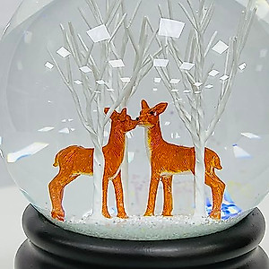 Ashfield & Harkness Deer and Tree Decorative Snow Globe with Wind Up Music Box