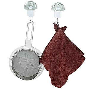 Wall Hooks 5lb(Max) Cute Mushroom Single Prong Hangers,Waterproof and Oilproof,Bathroom Kitchen Heavy Duty Self Adhesive Hooks,10 Pack