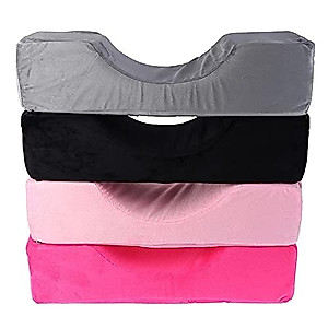 Grafted Eyelash Extension Pillow Neck Support Eyelash Pillow Soft Memory Foam U Shape Lash Pillow Makeup Salon with Pocket (Pink)
