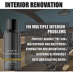 Meine Plastic Revitalizing Coating Agent, 2022 New Car Restorer Cream Quick Restorer, Nano Refreshing Coating, Parts Retreading Agent Automotive Interior Cleaning (2pcs-50ml), 1.69 Ounces