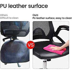 ARTETHYS Drafting Chair with Flip-up Armrests, Tall Office Chair Adjustable Height, Standing Desk Chair rotatable pu Leather seat(Black)