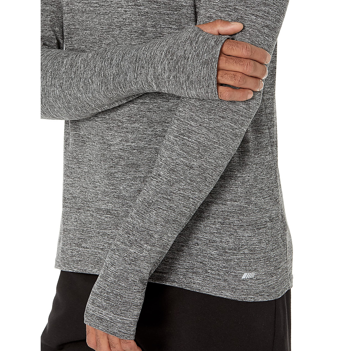Amazon Essentials Men's Tech Stretch Long-Sleeve Hooded T-Shirt, Grey Space Dye, Medium