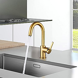 AguaStella AS1010BG Brushed Gold Bar Faucet or Prep Kitchen Sink Faucet with Single Handle