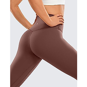 CRZ YOGA Womens Brushed Naked Feeling Workout Leggings 25" - High Waisted Gym Compression Tummy Control Yoga Pants Taupe Medium