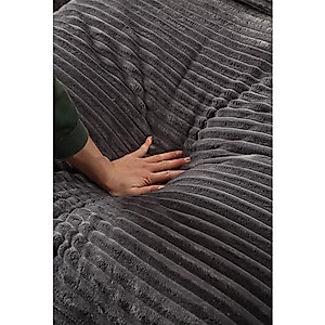 Verfur Comfy Deep Seat Oversized Chaise Lounge Indoor for Living Room, Solid Wood Sleeper Reclining Sofa Chair Modular Couch Bed with Thickened Cushions and Armrests for Bedroom