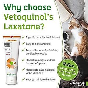 Vetoquinol Laxatone: Oral Hairball Lubricant Gel for Cats – Maple-Flavored, 4.25oz – Lubricant for Helping with Hairball Prevention & Elimination – Natural Furball Digestive Relief Support