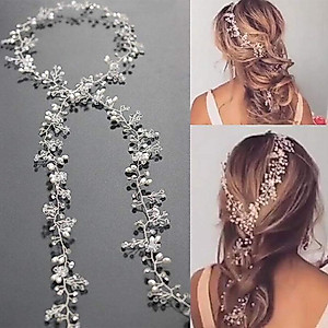 Yean Wedding Hair Vine Long Bridal Headband Hair Accessories for Bride and Bridesmaid (100cm / 39.3inches) (Silver)