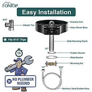 Glass Rinser for Kitchen Sink, FONTOP Stainless Steel Bottle Washer Cup Cleaner Sink Attachment Accessories for Home Bar Faucet,(Matte Black)