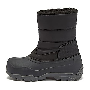 LONDON FOG Jett Waterproof Boys, Girls & Toddler Snow Boots for Kids - Insulated Warm Fleece Lined Girls & Boys Winter Boots - Black, 6 Toddler