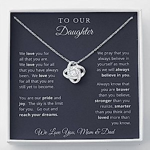 Necklace Gift for Daughter from Mom and Dad, To Our Daughter Necklace, To Daughter Birthday College Graduation Gift Necklace CLHXU29014 Standard Box