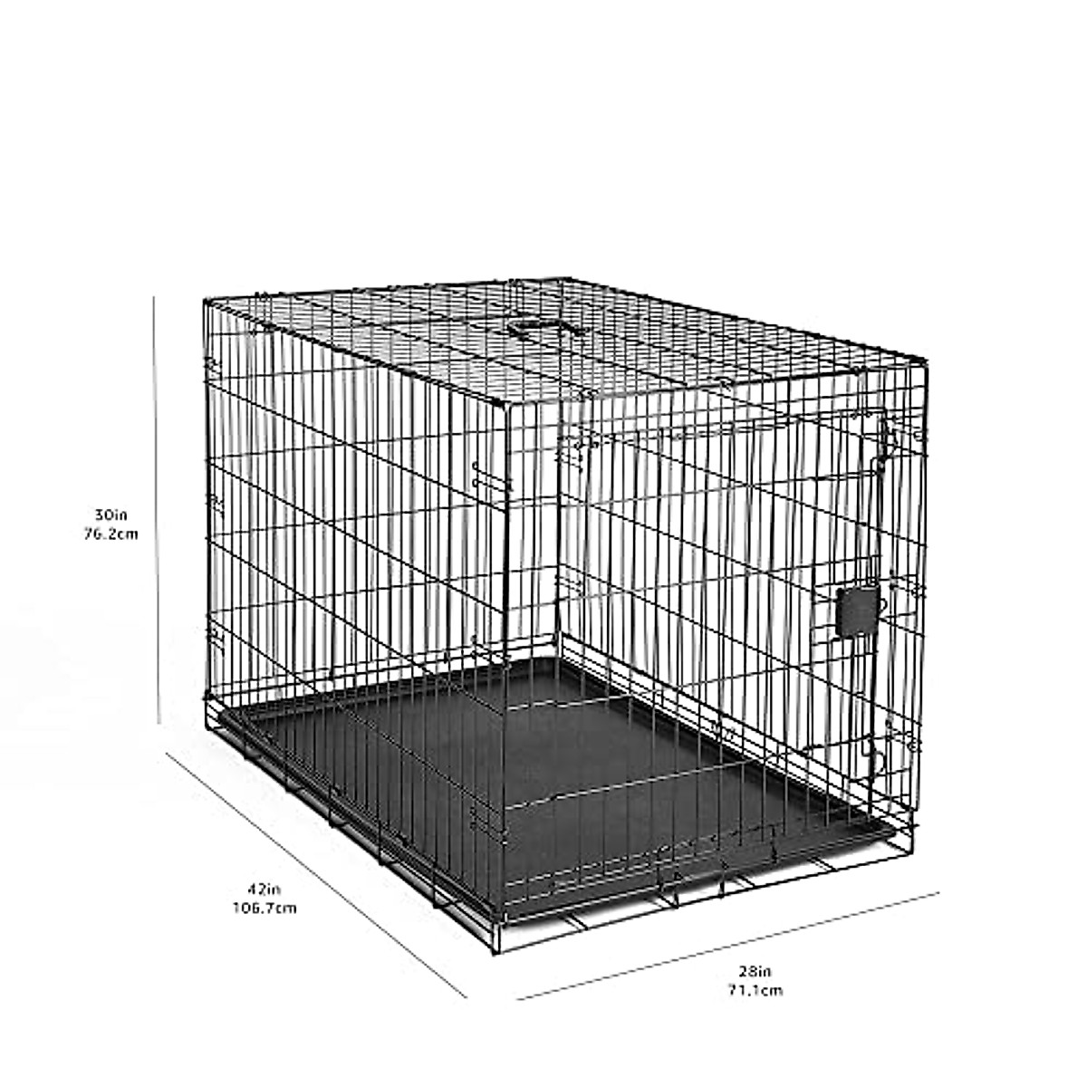 Amazon Basics Foldable Metal Wire Dog Crate with Tray, Single Door, 42 Inch