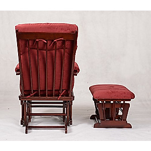 Artiva USA AF20203-MRS Home Deluxe Marsala Super Soft Microfiber Cushion Cherry Wood Glider Chair and Ottoman Set, Red