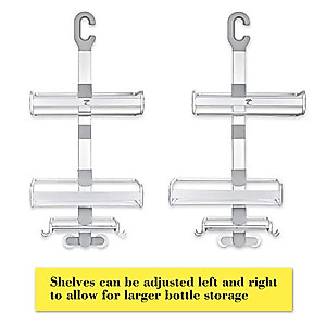ToiletTree Products Aluminum Rustproof Shower & Bath Caddy - Hanging Storage Organizer with Hooks for Loofahs & Razors - Easy to Assemble Shower Shelf