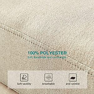 RUIFUDA 3 Seater Couch Sofa, Modern Sofa with Classic Nails & Seat Cushion Backrest Removable for Living Room, Bedroom, Apartment, Beige-3 Seater