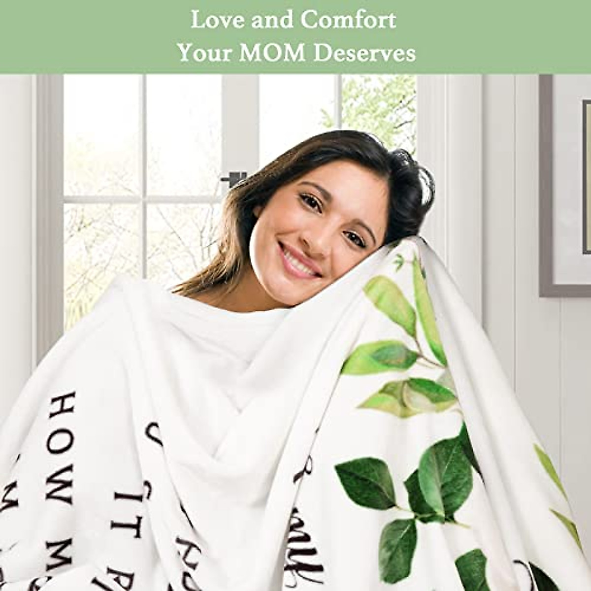 Gifts for Mom, Mom Gifts, Birthday Gifts for Mom, Mom Birthday Gifts, Mothers Day Blanket Gifts for Mom, Mom Gifts from Daughters, I Love You Mom Blanket, Soft Flower Throw Blanket 60"X50", White