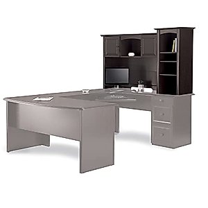 Realspace® Broadstreet 65"W Hutch for U-Shaped Desk, Walnut