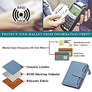 FALAN MULE Small Wallet for Women Genuine Leather Bifold Compact RFID Blocking Small Womens Wallet