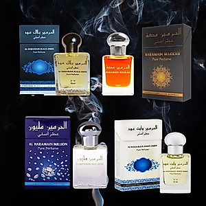 Al Haramain Makkah,Million, Black Oudh & White Oudh Perfume Oil - 15Ml (0.51 Oz). (15ml, ORIENTAL)