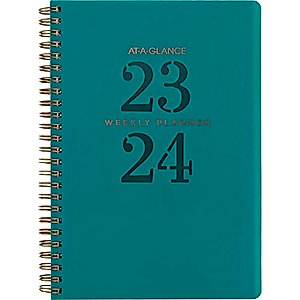 AT-A-GLANCE 2023-2024 Planner, Weekly & Monthly Academic, 5-1/2" x 8-1/2", Small, Signature Lite, Teal (YP20LA12)