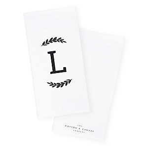 The Cotton & Canvas Co. Personalized Single Monogram Initial L Soft Absorbent Kitchen Tea Towel, Flour Sack Towel, Dish Cloth