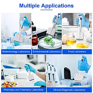 FOUR E'S SCIENTIFIC Multichannel Pipette 8 Channels Adjustable Volume Pipettor, 50-300uL