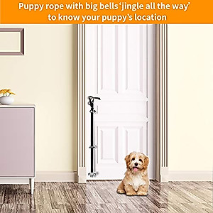 JEXCULL Dog Doorbell for Training, Adjustable Puppy Doorbells Premium Doggy Train Tools Pet Supplies with 7 Loud Doorbells & 3 Snaps for Small, Medium, Large Dogs Go Outside, Black