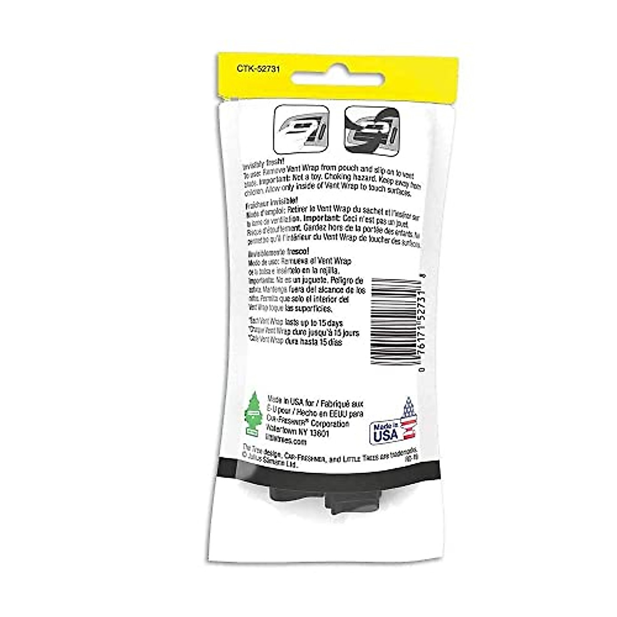 LITTLE TREES Vent Wrap Car Air Freshener (Black Ice)
