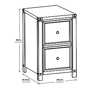 OSP Home Furnishings Baton Rouge 2 Drawer File Cabinet with Rustic Design and Metal Accents, Brushed Walnut