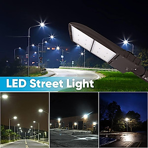 LEDMyplace 150W LED Parking Lot Lights, Shoebox Light Adjustable Arm Mount, 5700K Cool White, 120V-277V, 20250 Lumens, IP65 Waterproof, Commercial Area Street Lighting, Garage, Stadium, Warehouse