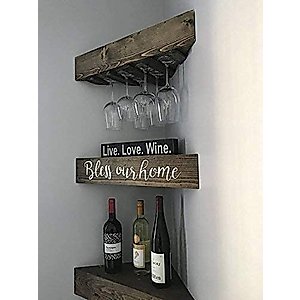 1 Wine Rack, 2 Corner Floating Shelves Set