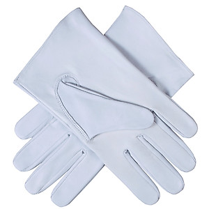 Freemasons Masonic White Leather Gloves with SC&G in Silver Embroidered.Size XX-Large
