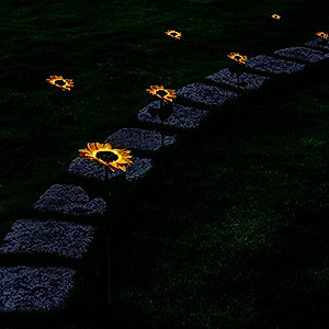 Solar Lights Outdoor Garden, LED Solar Powered Sunflower Pendant Light, Solar Sunflower Lights Decorative Outdoor for Garden Patio Porch Backyard (2)