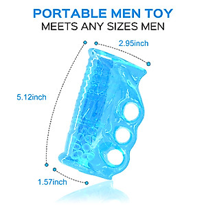 Male Masturbator Pocket Pussy Stroker Sex Adult Toys for Men,Manual Portable Transparent Oral Sex Handjob Glans Training Tool Open-Ended Penis Sleeve with Vagina Textured for Male Blowjob Toy