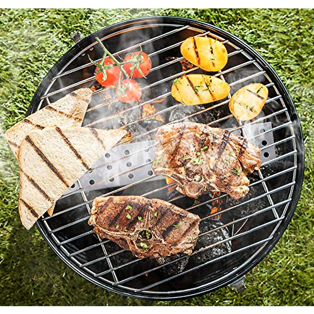 Smoker Box for BBQ Grill Wood Chips,Charcoal & Gas Barbecue Meat Smoked Salmon - Thicker Stainless Steel Won't Warp Reusable Barbecue Grilling Accessories and Cool Dad Gifts