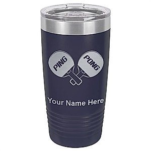 LaserGram 20oz Vacuum Insulated Tumbler Mug, Ping Pong Paddles, Personalized Engraving Included (Navy Blue)