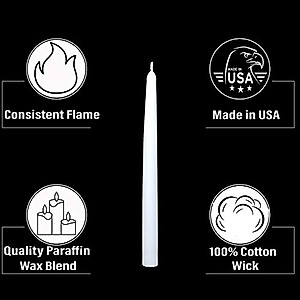 CandleNScent Taper Candles | Tapered Candlesticks - Dripless 12 Inch Unscented | White | 4 Pack