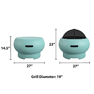 Novogratz Poolside Collection, Asher 27" Wood Burning Fire Pit with Grilling Surface, Dark Gray