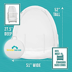 KinderSense® - Baby Safety Crib Tent - Premium Toddler Crib Topper to Keep Baby from Climbing Out - See Through Mesh Crib Net - Mosquito Net - Pop-Up Crib Tent Canopy to Keep Infant in