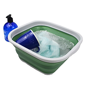 SAMMART 5.5L (1.4 Gallons) Set of 2 Collapsible Tub - Foldable Dish Tub - Portable Washing Basin - Space Saving Plastic Washtub