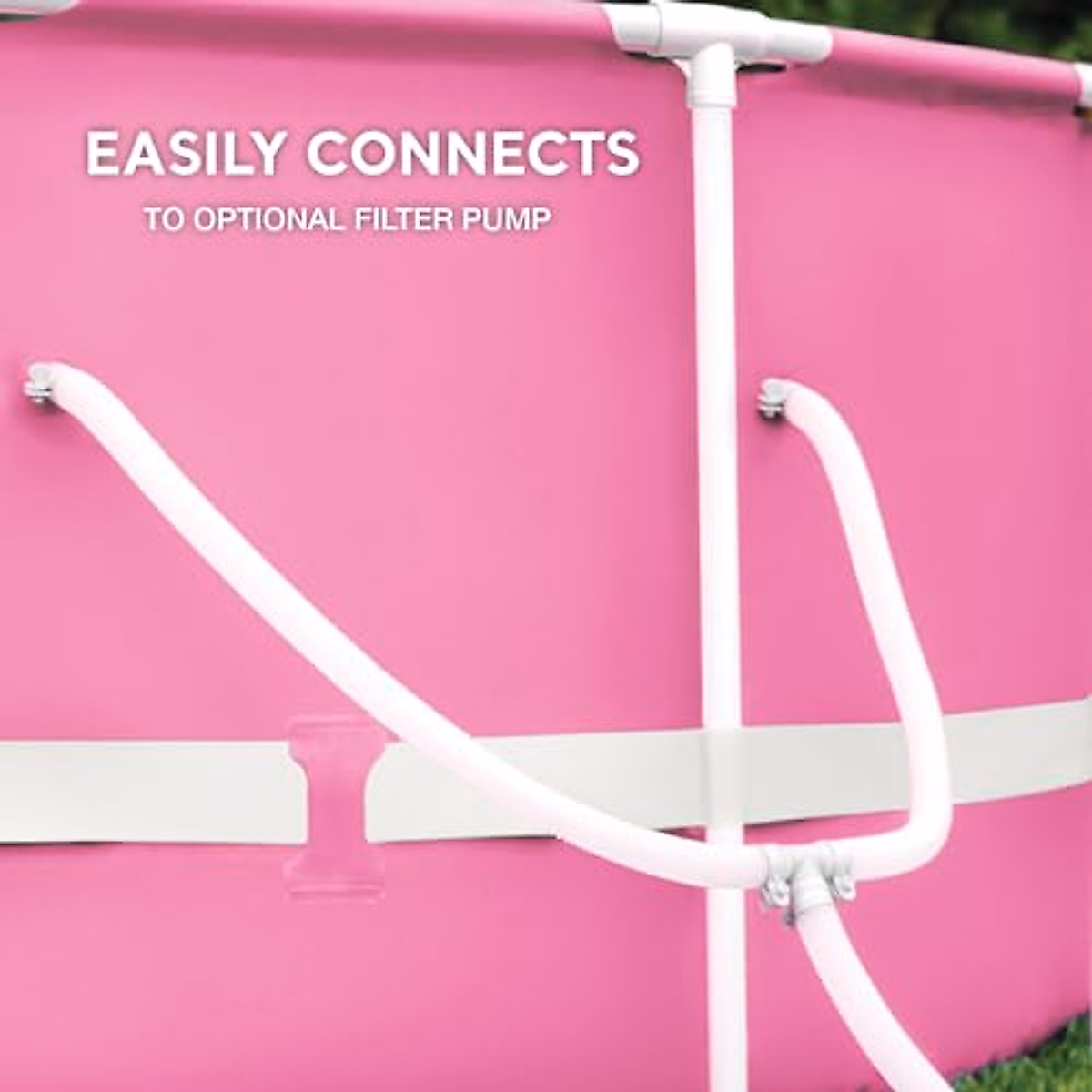 Intex 28290EH 8 Feet by 30 Inches Easy to Assemble Large Round Metal Frame Above Ground Swimming Pool with Dual Suction Outlet Fittings, Pink