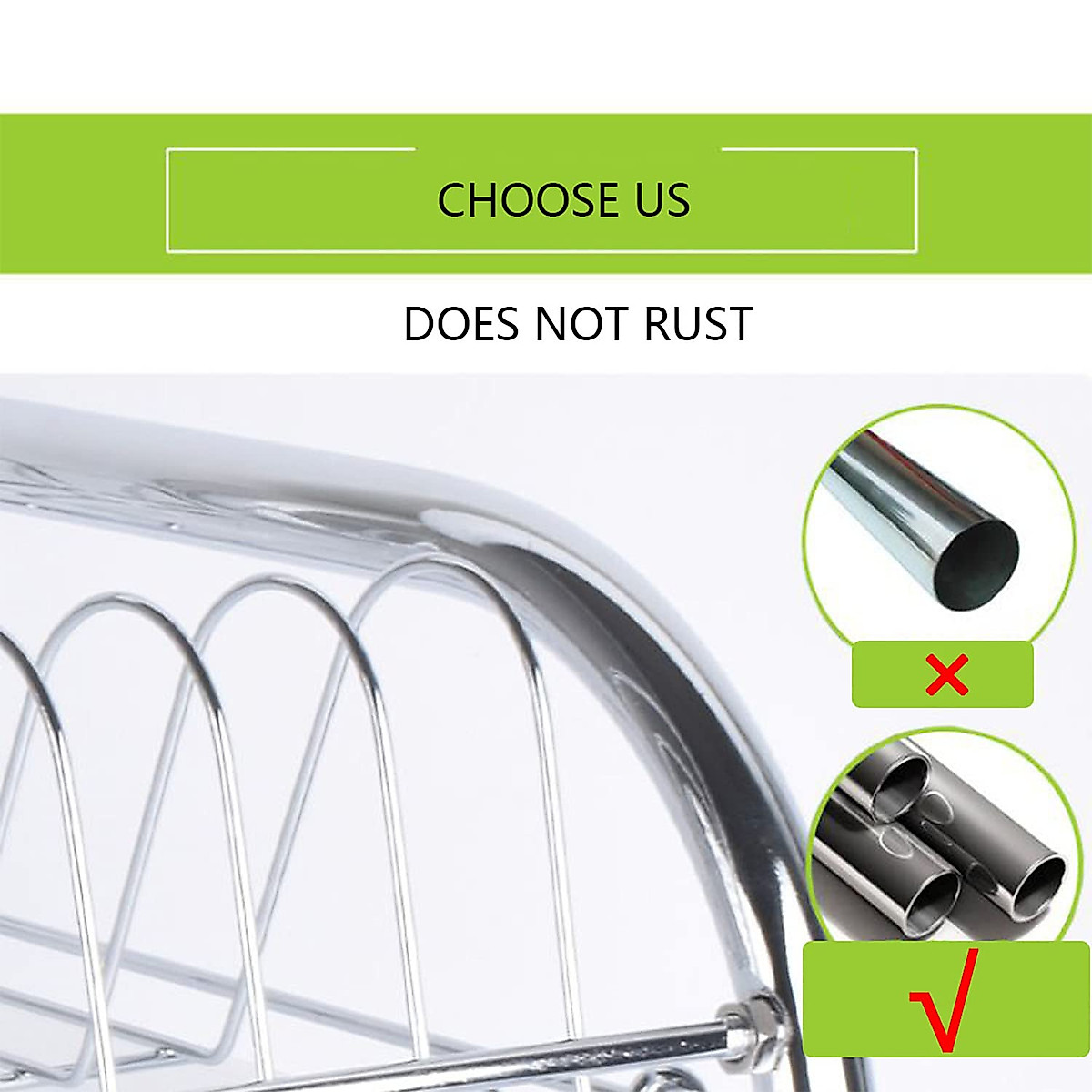 YYDSJFM Dish Drying Rack,Dish Rack Stainless Steel,Cutting Board Holder and Dish Drain Rack for Kitchen Counter with Utensil Holder Cutting Board Holder and Trays (White)