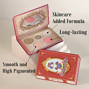 READY TO SHINE Snow Bright Contour Highlight Blush Makeup Palette - Smooth and Pigmented - Easy to Blend - Vegan and Cruelty Free - 5 Part Pressed Powder Makeup Kit - With Mirror For All Skin Types