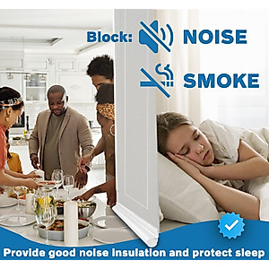 MAXTID Easy to Install 32 Inch Door Draft Stopper - White Foam and Polyester Door Seal