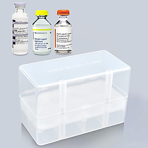Healvaluefit 8-Holes Medication Vial Storage Box for Fridge, Insulin Vial Holder Organizer Case Fits Various 5ml-15ml Injectable Medicines Vials - Clear