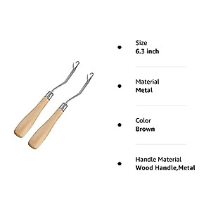 2 Pieces 6.3 Inch Wooden Bent Latch Hook Crochet Needle, Knitting Tool for Rug Making and Art Crafts