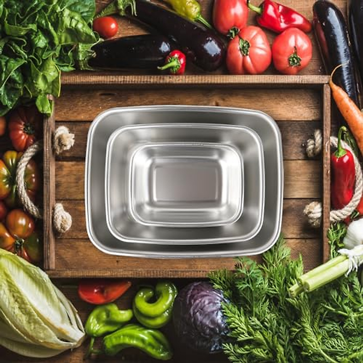 ATRDTO 3Pieces Stainless Steel Food Storage Container with Lids Airtight Metal Food Containers Stackable Meal Prep Leftover Containers for Freezer Fridge Oven Dishwasher Safe 20oz/50oz/64oz