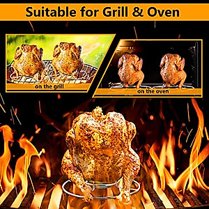 Leonyo Beer Can Chicken Holder Set of 2, Stainless Steel Beer Butt Vertical Chicken Rack Stand for Roaster Chicken & Turkey, Barbecue Accessories for Grill Smoker and Oven, Stable & Dishwasher Safe