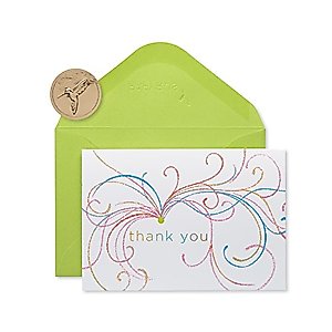 Papyrus Thank You Cards with Envelopes, Swirl Glitter (14-Count)